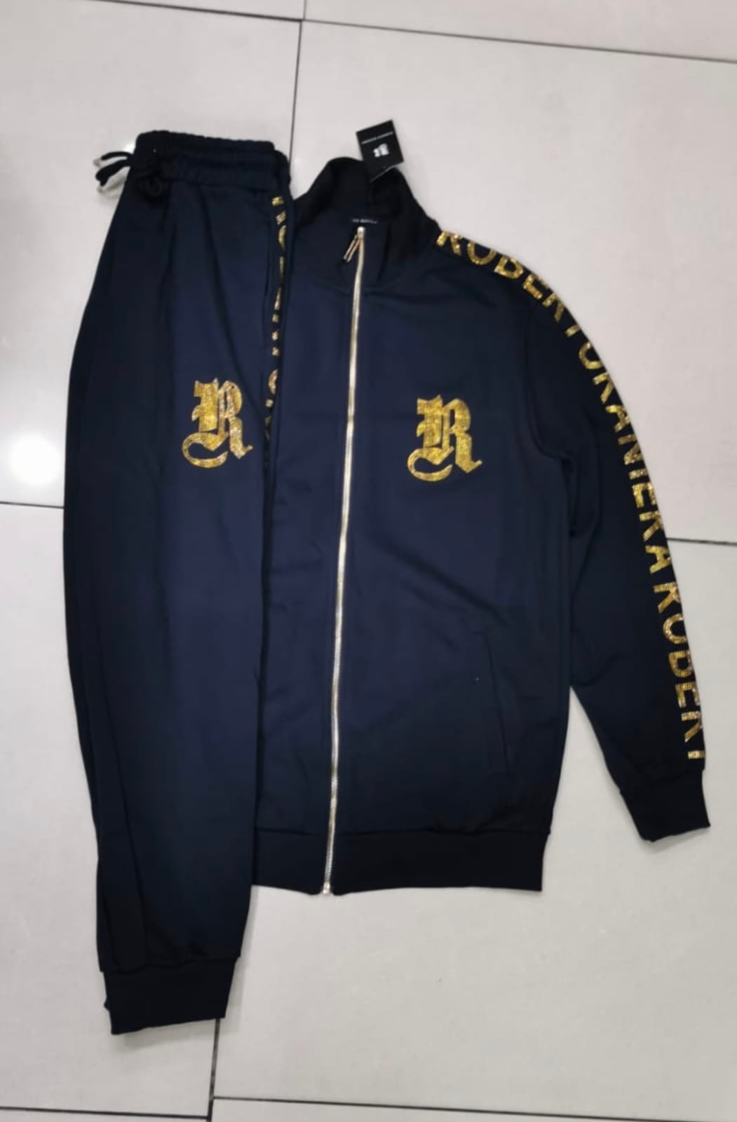Roberto Raniera Track Suit Navy Blue and Gold | Style Fusionz